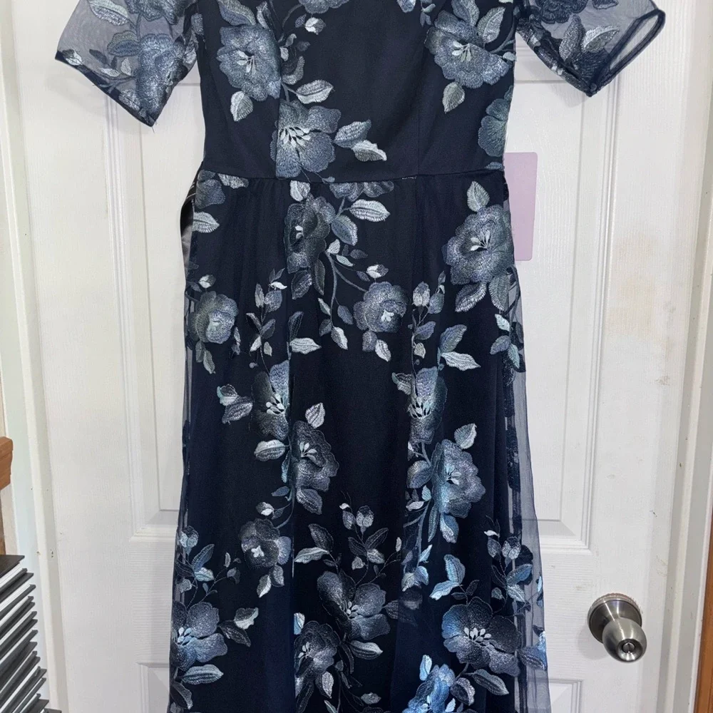 JS Collections | Dresses | Js Collections Navy Blue Floral High Low ...